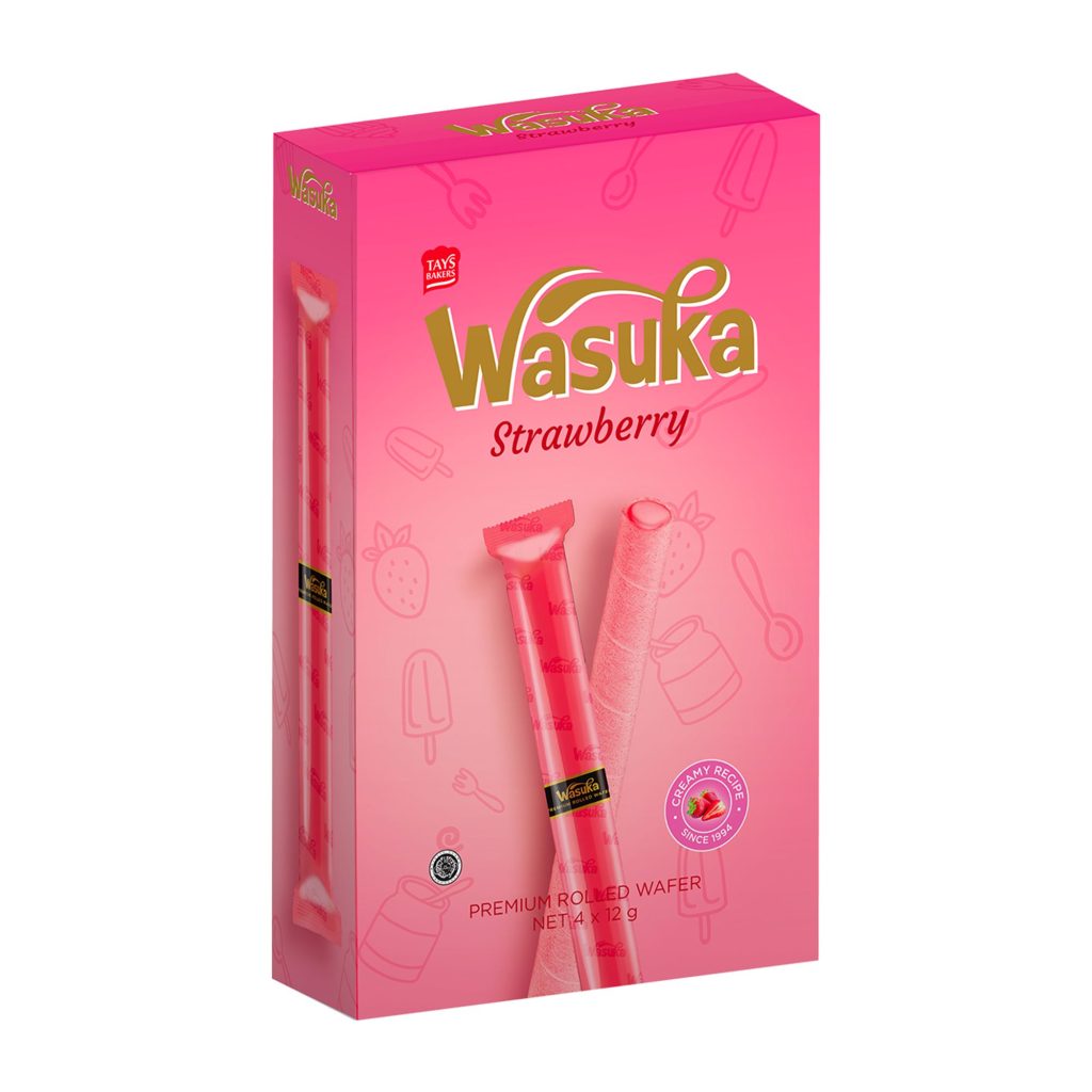 Wasuka Wafer Roll Strawberry 4x12g Tays Bakers