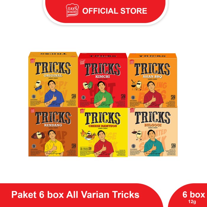 Paket 6 Box Tricks Potato Crisps All Varian - Tays Bakers
