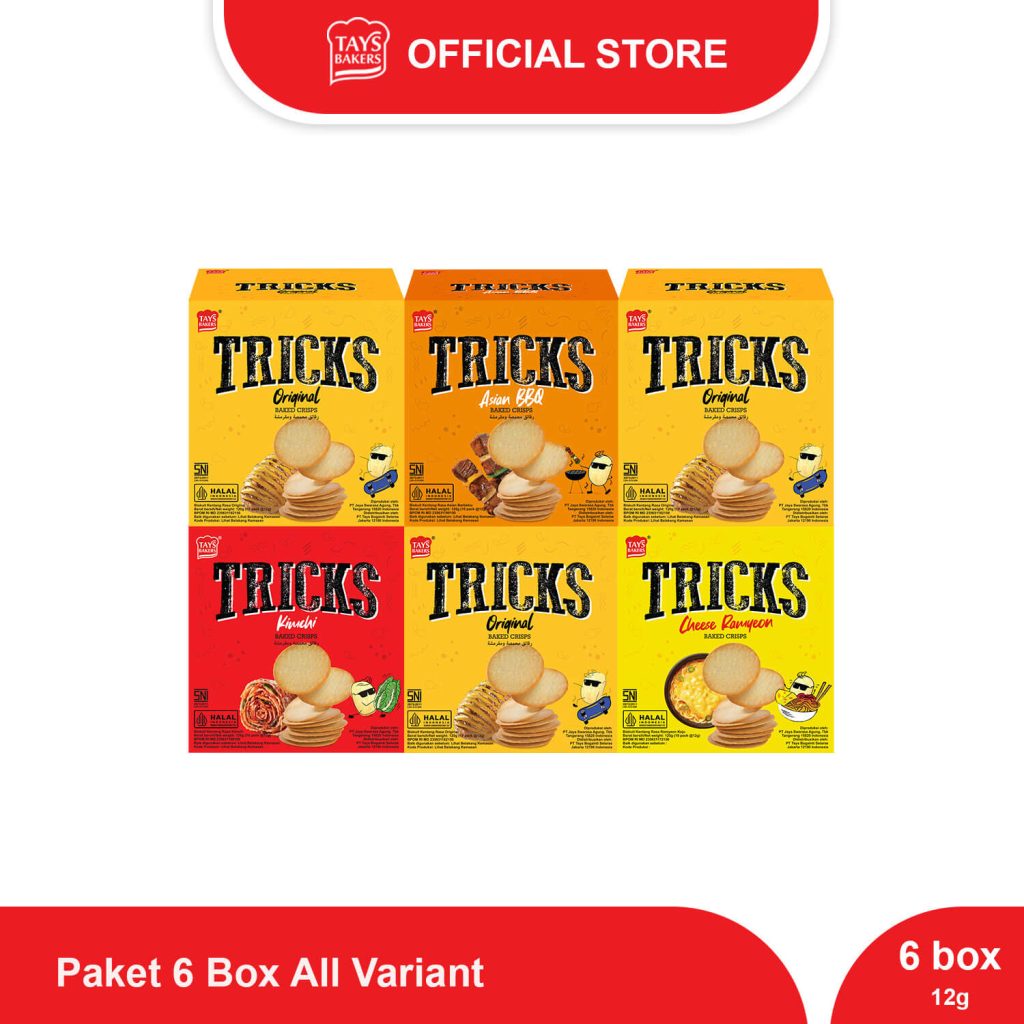 Paket 6 Box Tricks Potato Crisps All Varian - Tays Bakers
